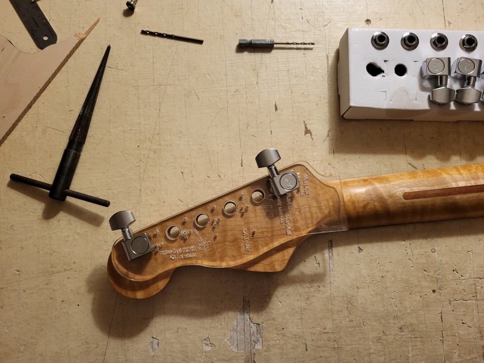 Custom Guitar Headstock Template Tuner Drill Pattern Strat neck HSMST ...