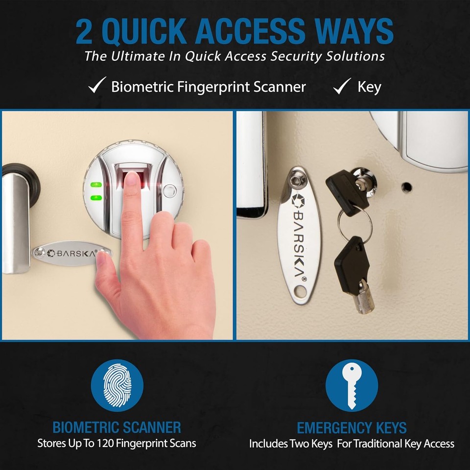 Barska Biometric Wall Hidden Safe Fingerprint Lock Security Box ...