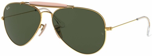 Ray-Ban Outdoorsman II Green Lenses Gold Frame Unisex Sunglasses RB3029 ...