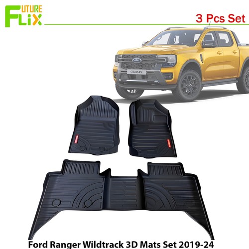 3D FULLY TAILORED MATS FOR FORD RANGER WILDTRAK 2019+ 3-PCS SET IN ...