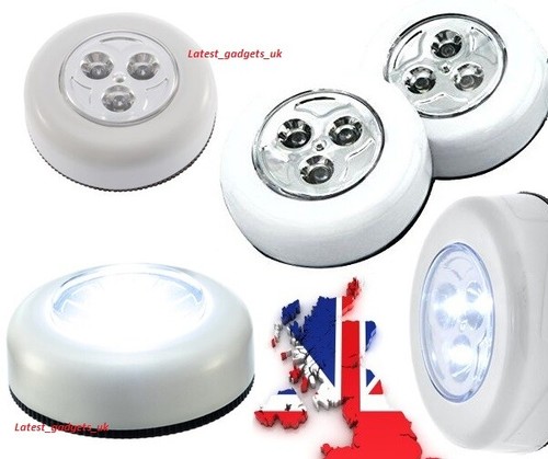 2X Self Adhesive Battery Operated Push ON/OFF LED Lights KITCHEN SHED ...