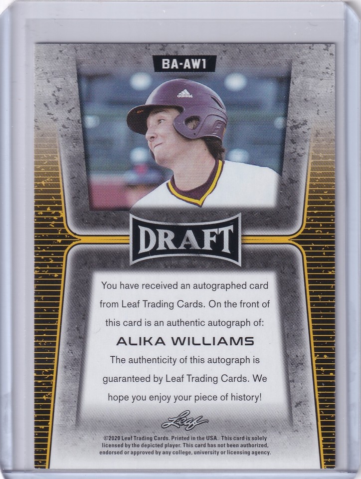 Alika Williams 2020 Leaf Draft Base Gold Autograph BA-AW1 | eBay