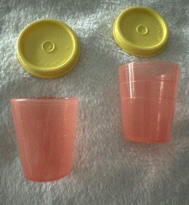 Tupperware 2 Oz Midgets Set of 2 Sheer Orange And Yellow Lids New! | eBay