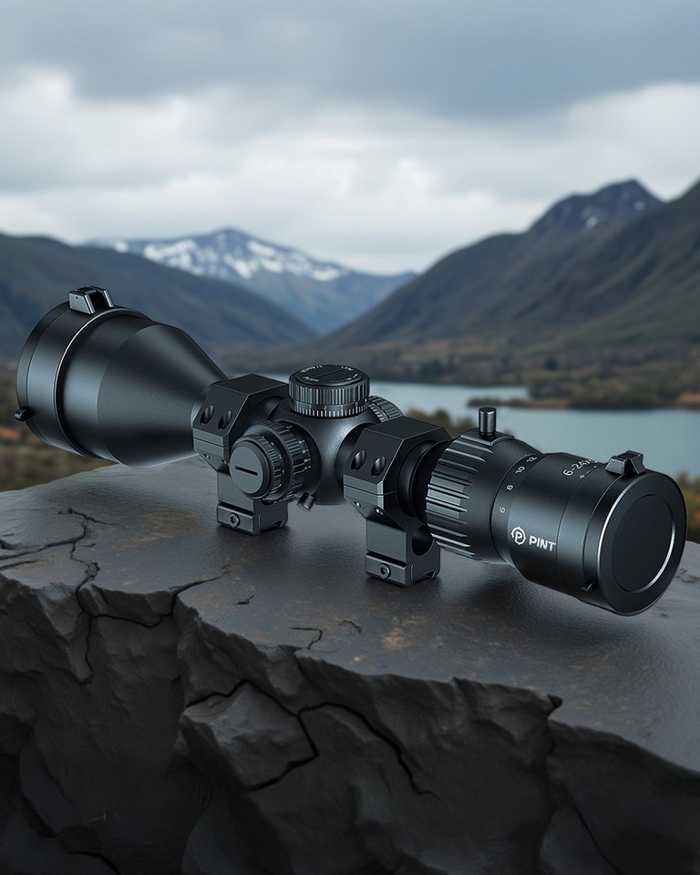 PINTY 6-24x50 mm FFP Rifle Scope with Red & Green Reticle Zero-Stop ...