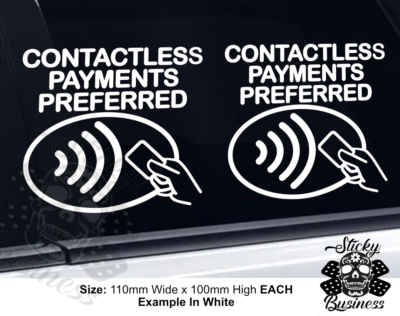 Contactless Payment Stickers PREFERRED Taxi Restaurant Window Shop Card ...