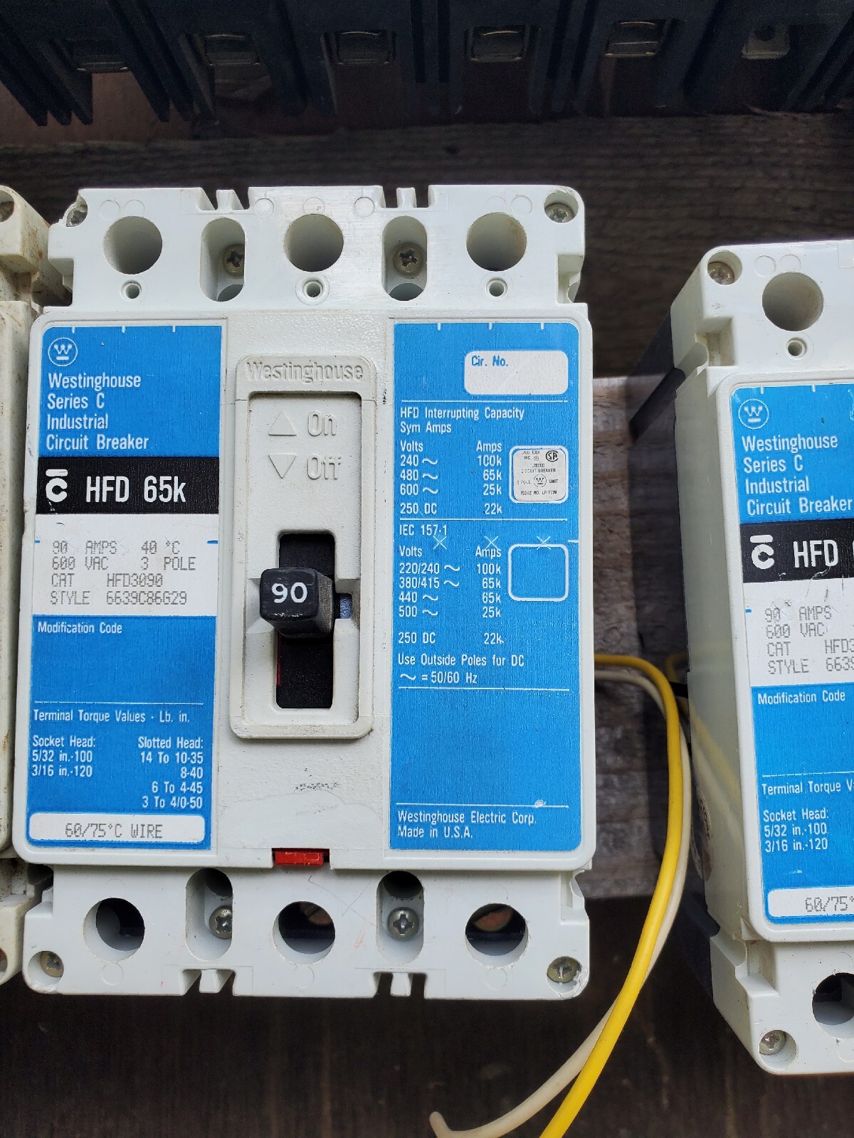 Westinghouse Cutler hammer HFD3090 90amp shunt trip circuit breaker HFD ...