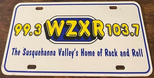 99.3 WZXR 103.7 Radio Station Booster License Plate Susquehanna Valley ...