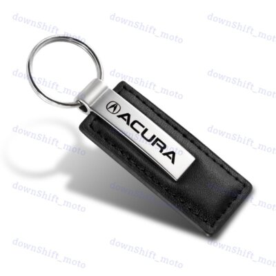 Acura Logo Emblem Authentic Black Leather Chrome Key Fob Keyring ...