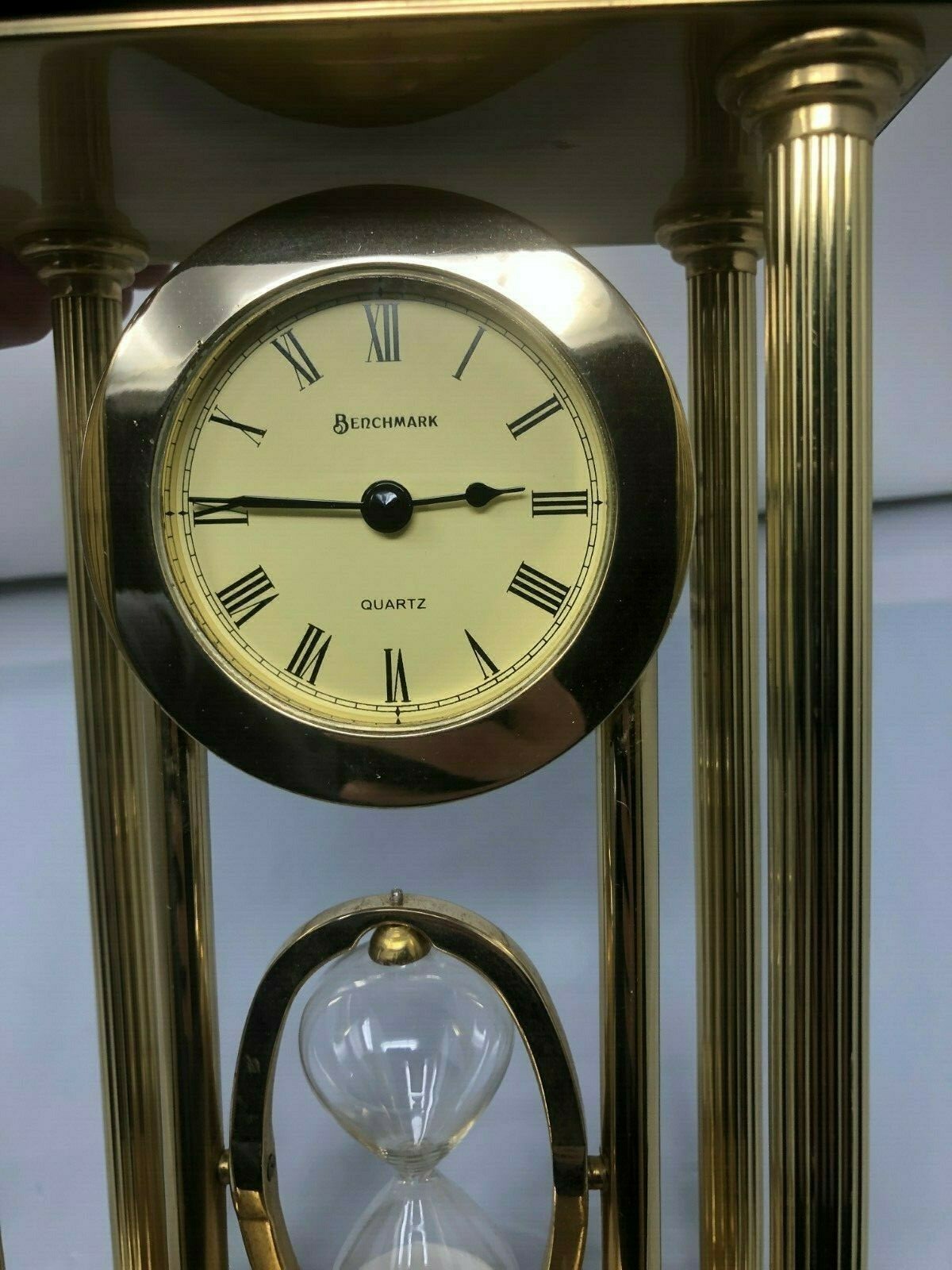 Benchmark Quartz Clock GOLD COLOR TRIM With Hourglass | eBay