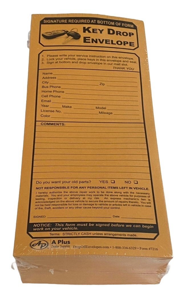 Key Drop Off Envelope #7216 • Qty 100 (U3) | eBay