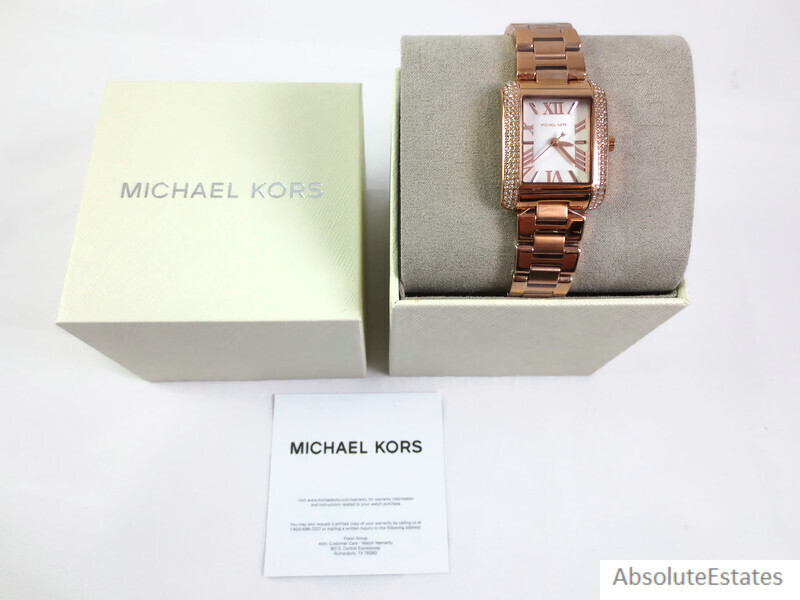 NEW Michael Kors Emery Mid Pave Glitz Rose Gold Bracelet Watch MK4641 ...