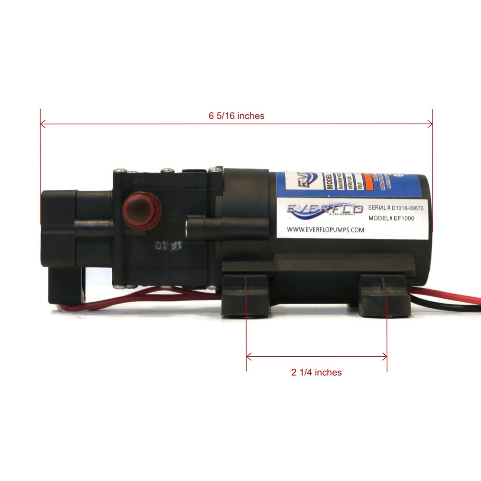 Everflo 1.0 GPM, 12V, Max 40 PSI Diaphragm Pump EF1000, EF1000-BOX ...