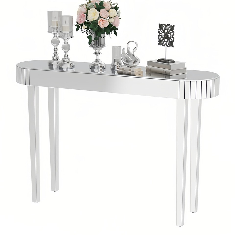 ARTLOGE Mirrored Console Table Entryway/Hallway Silver Bedroom Desk ...