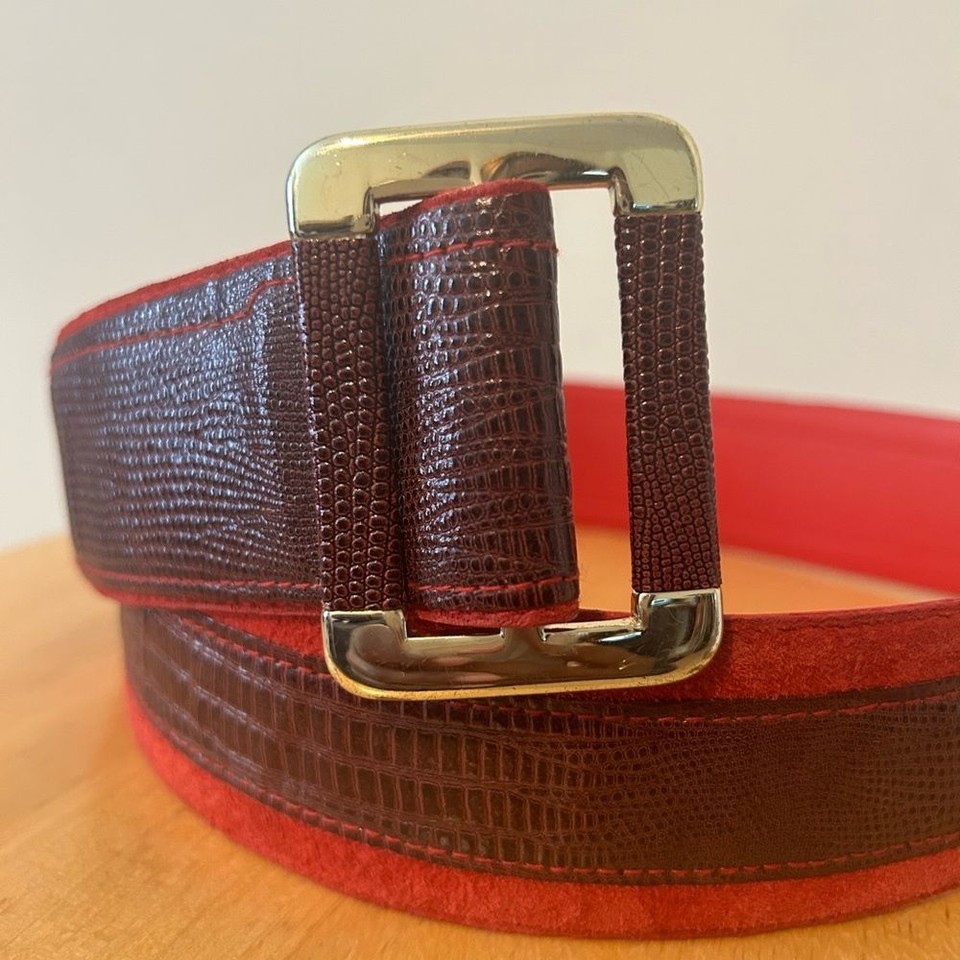 Vintage Milor Red Genuine Leather M/L Made in Taiwan Belt | eBay