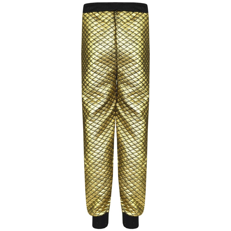 Kids Girls Golden Tracksuit Shiny Quilted Hooded Top Bottom Jogging ...
