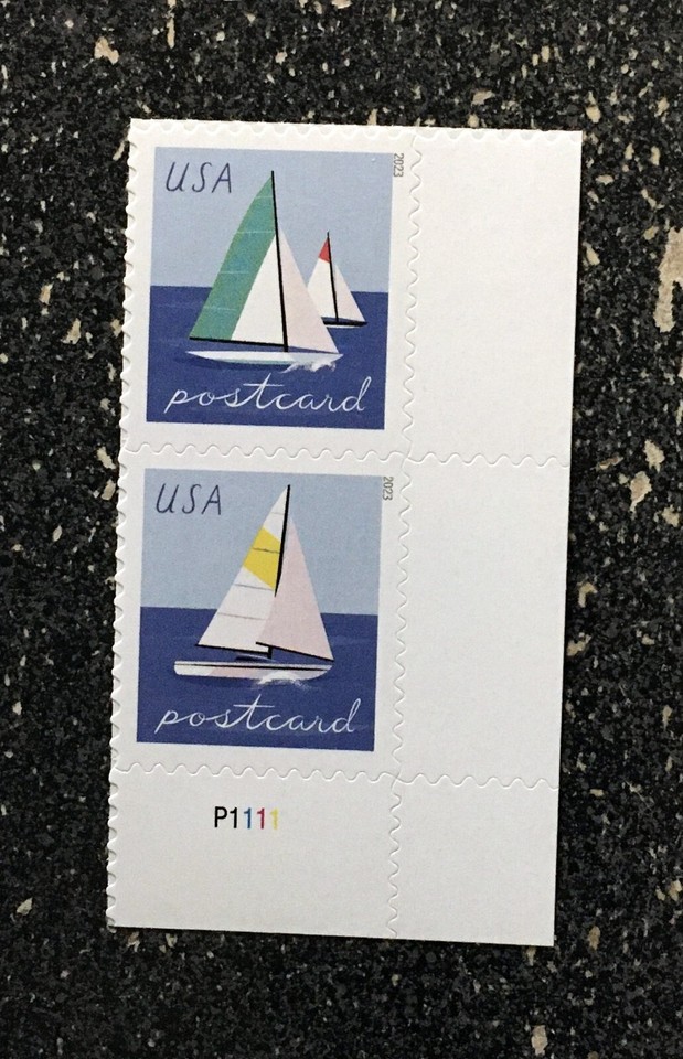 2023USA #5747-5748 Postcard Forever Rate Sailboats - Plate Block of 2 ...