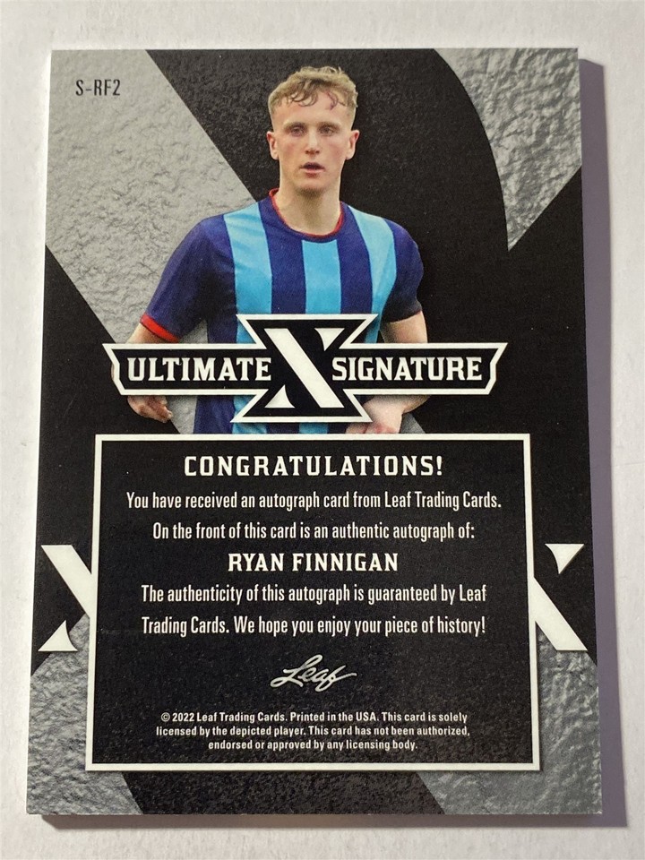RYAN FINNIGAN 2022 Leaf Ultimate Soccer X Signature Spectrum RED AUTO 1 ...