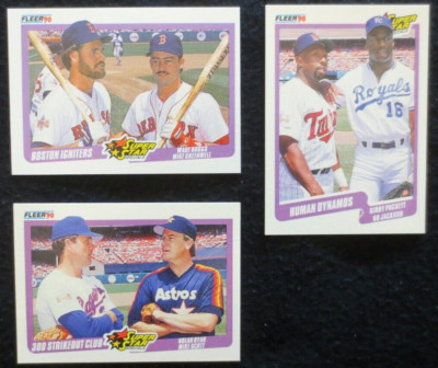 LOT OF 3 FLEER 1990 SUPER STAR BOGGS-GREENWELL-PUCKETT- BO JACKSON-RYAN ...