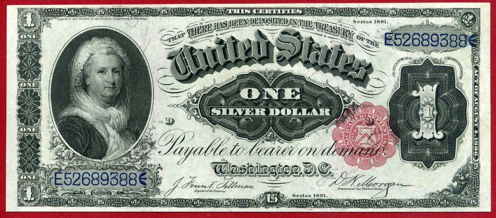 1891 $1 Silver Certificate Martha Washington Note FR-223 PMG Graded Gem ...