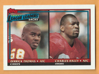 Derrick Thomas Charles Haley 1991 Topps #12 Leaders Sacks Kansas City ...
