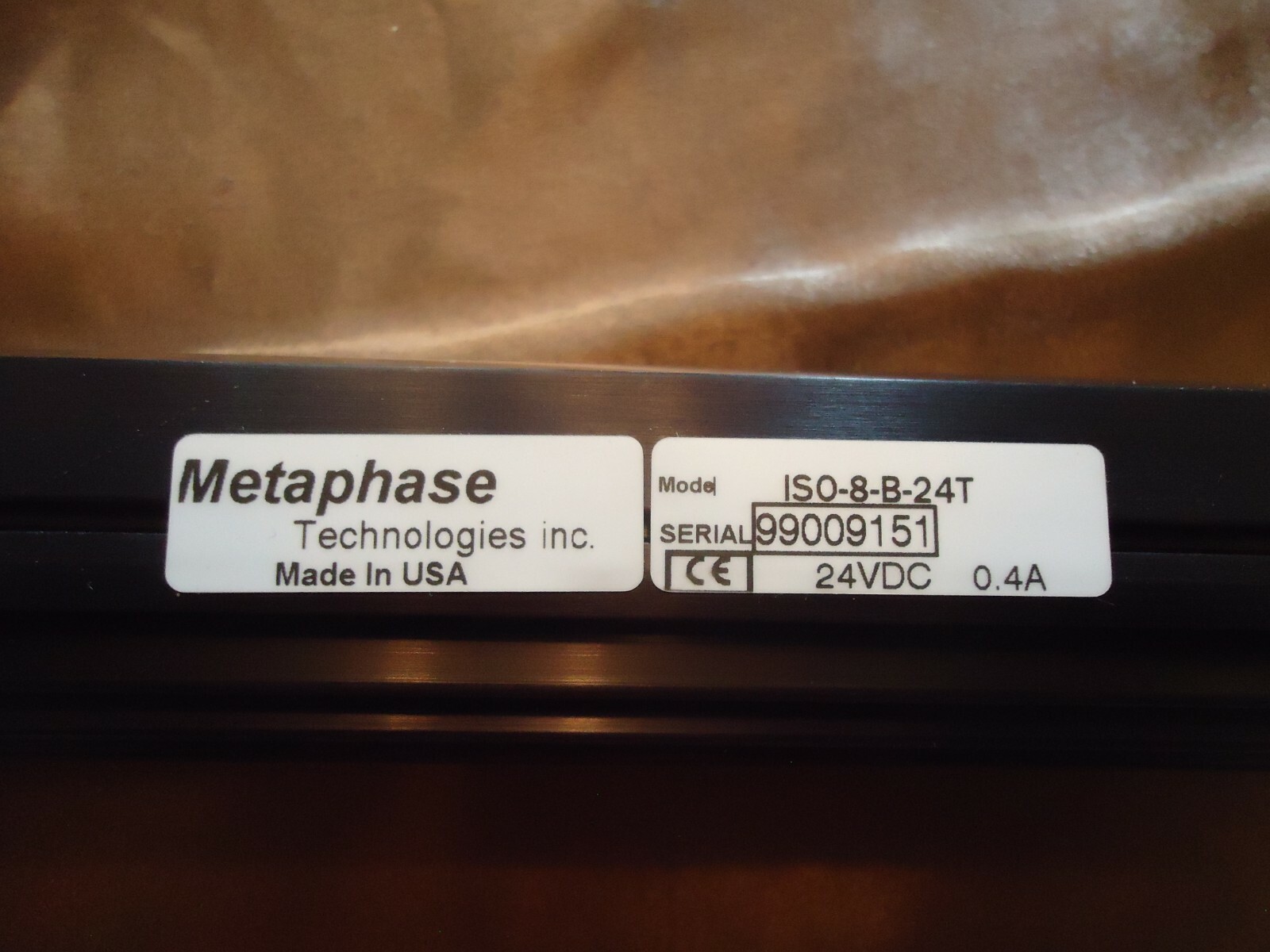 METAPHASE LIGHTING TECH. CAT.# ISO-8-B-24T. POWER: 24 VDC, 0.4A, MADE ...