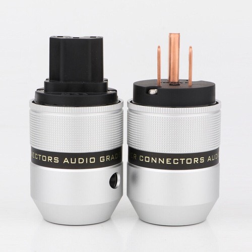 Pair Power Plug pure copper US AC Male HIFI Audio IEC Female Cable ...