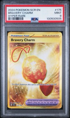 2024 Pokémon SCR EN -STELLER CROWN HYPER RARE BRAVERY CHARM #175 PSA 9 ...