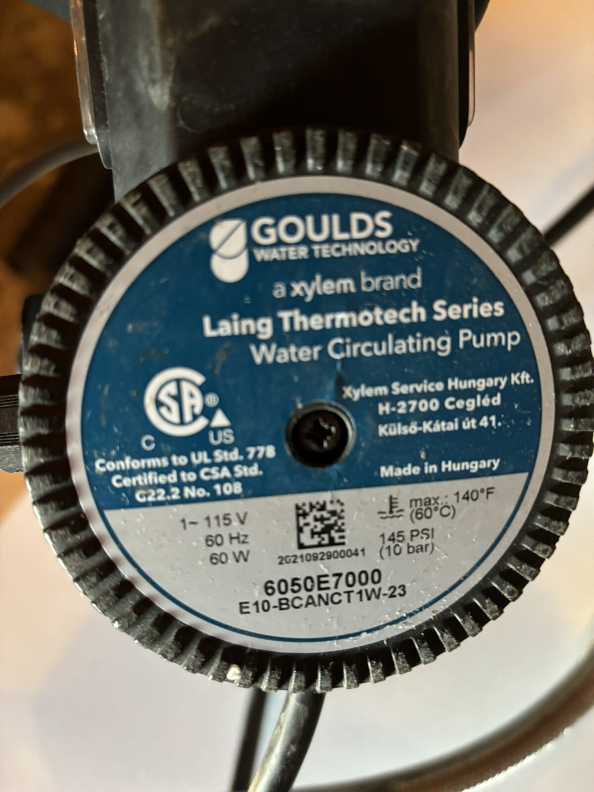 Goulds Water Technology Laing Thermotech Series Water Circulating Pump ...
