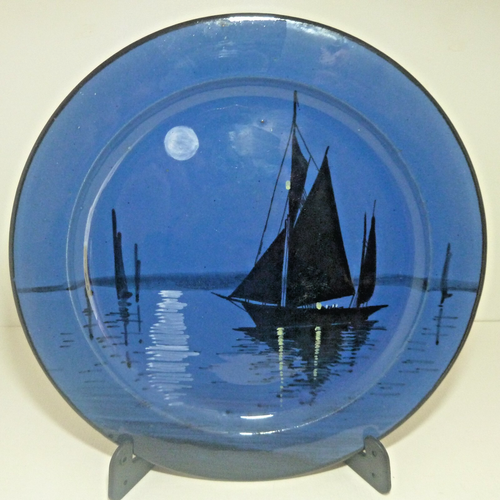 ANTIQUE WATCOMBE TORQUAY WARE MOONLIGHT BLUE GLAZED 8" PLATE c1915 ...