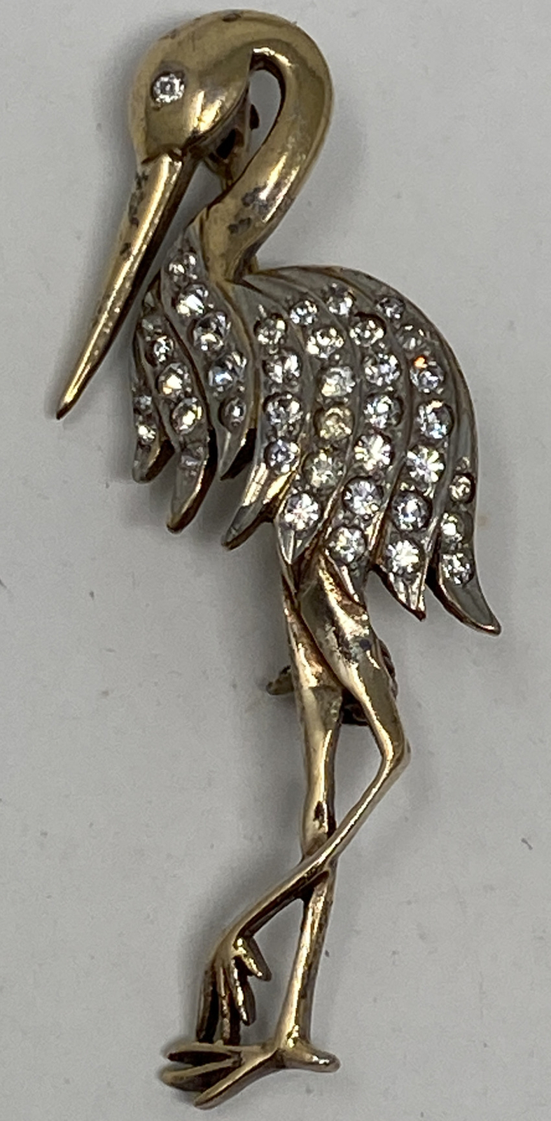 Vintage Trifari? Alfred Phillippe Flamingo Heron Stork Rhinestone Bird ...