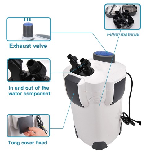 3-Stage External Canister Filter 265 GPH Fresh/Salt 75 GAL Aquarium ...