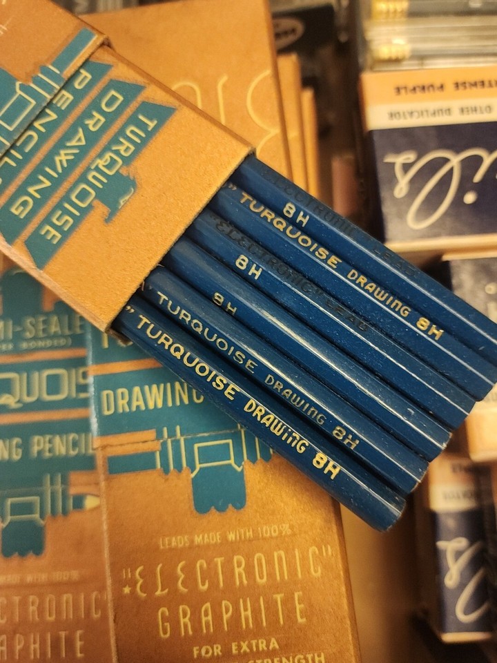 Eagle Pencil Company Turquoise Drawling Pencils 8H Grade Vintage ...
