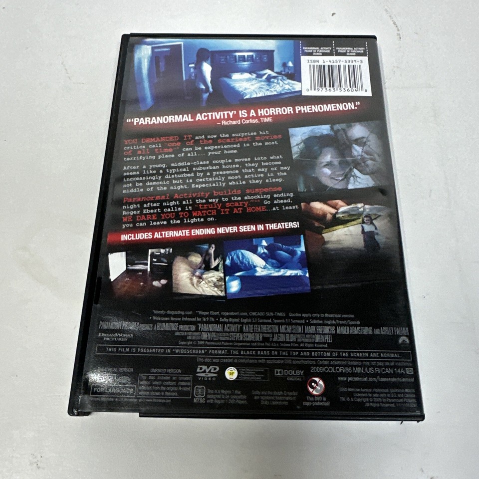 Paranormal Activity - 2009 DVD DISC 97363536048| eBay