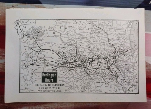 1910 Train Route Map CHICAGO BURLINGTON & QUINCY RAILROAD Stations ...