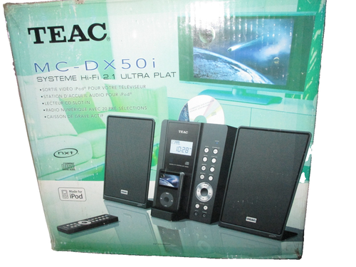 TEAC MC-DX50i Hi-Fi 2.1 Bookshelf Stereo System CD Radio iPod Subwoofer ...
