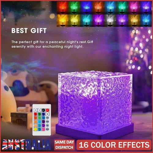 Cube Northern Lights Water Wave Night Light with Remote LED Atmosphere ...