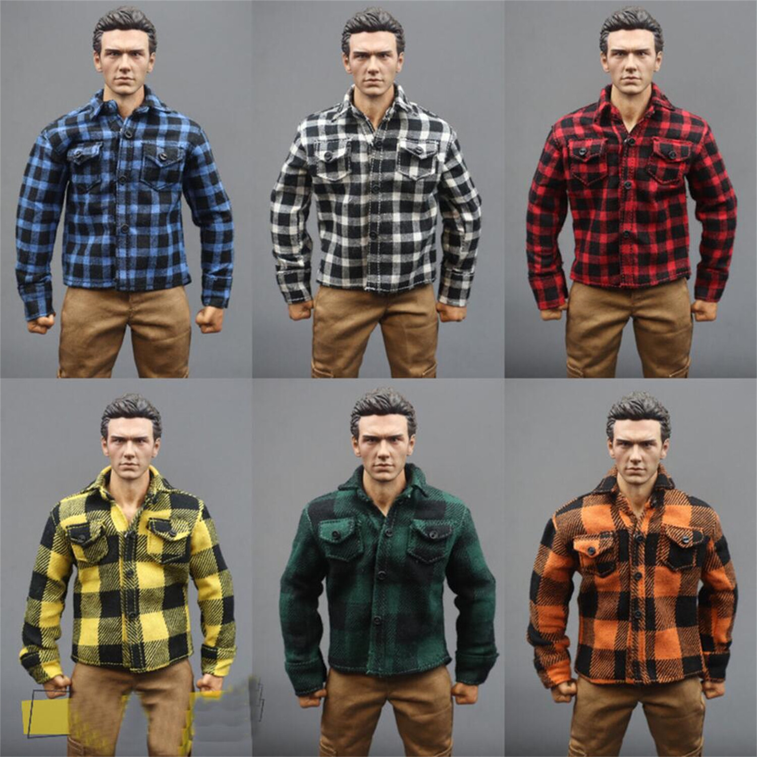 1/6 Scale Male Doll Plaid Shirt Clothes Fit 12" Man Leisure Body Action ...