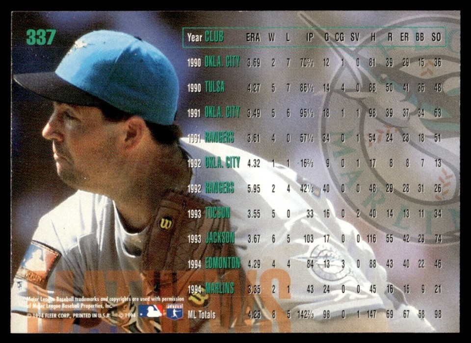 1995 Fleer #337 Terry Mathews Florida Marlins | eBay