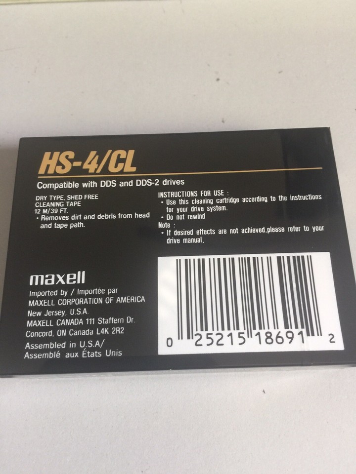 HS-4/CL Maxwells 4mm Cleaning Cartridge For DDS & DDS2 Data Storage ...
