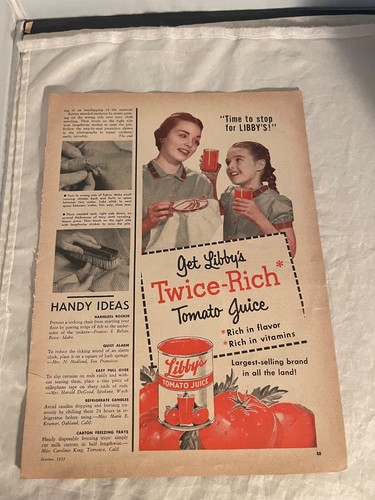 October 1955 Western Family Magazine Libby's Tomato Juice Ad | eBay