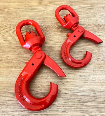 Heavy Duty Grade 80 Swivel Self Locking Lifting Hook Safety Grip Catch ...