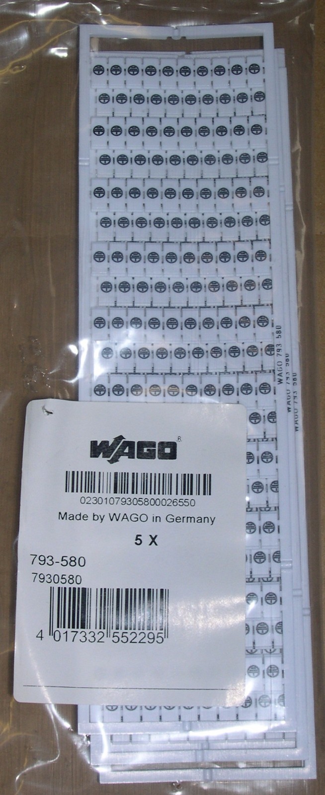 WAGO, 793-580, TERMINAL BLOCK MARKERS, GROUND SYMBOL, PACK OF 5 CARDS ...