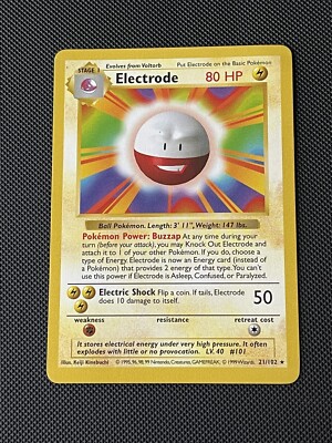 Base Set Electrode Pokemon Card, this is a Shadowless Card 21/102 ...