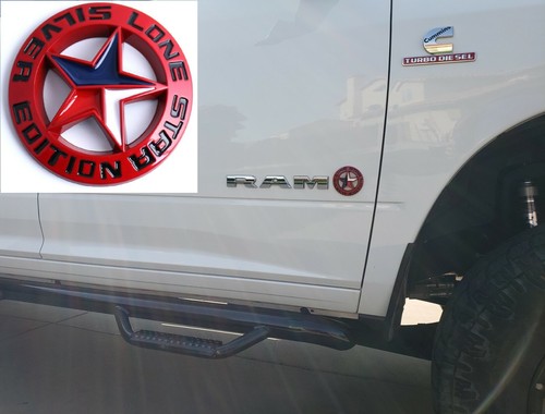 *RED* LONE STAR SILVER EDITION Texas Emblem Universal Stick Truck Badge ...