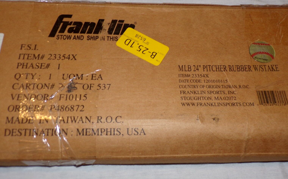 MLB 24" Franklin Sports Pitcher Pitching Mound Rubber with Stakes ...