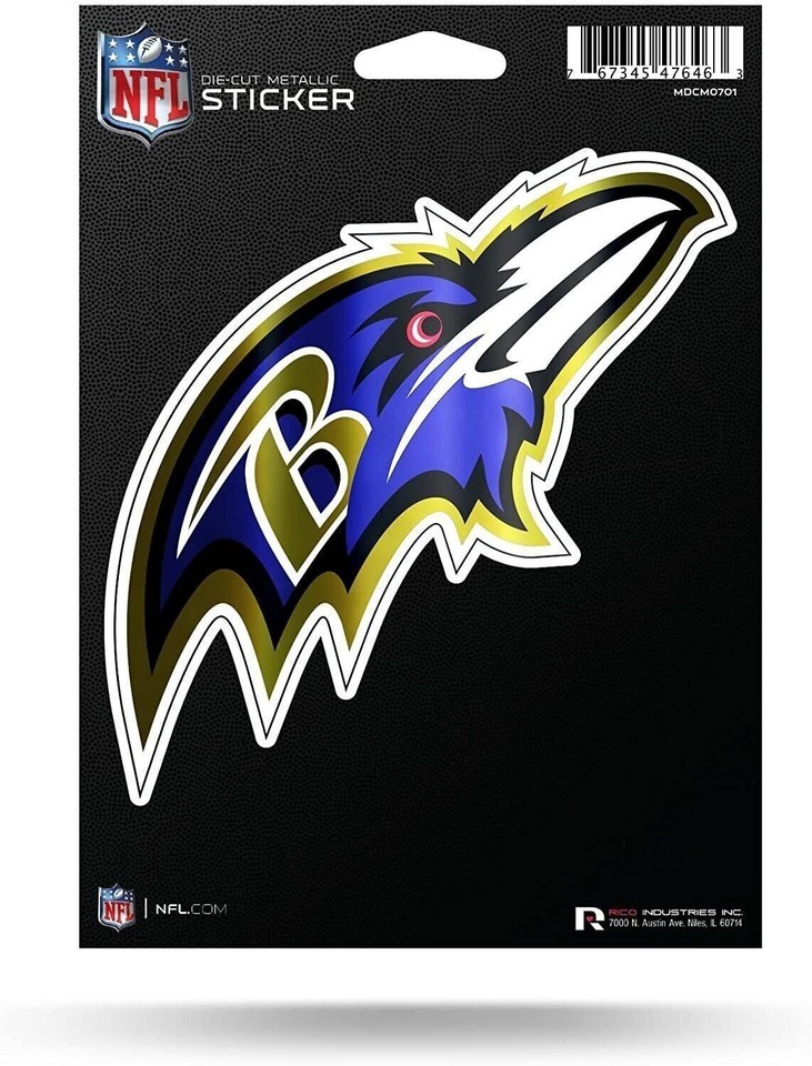 Baltimore Ravens 5 Inch Die Cut Flat Vinyl Decal Sticker Chrome ...