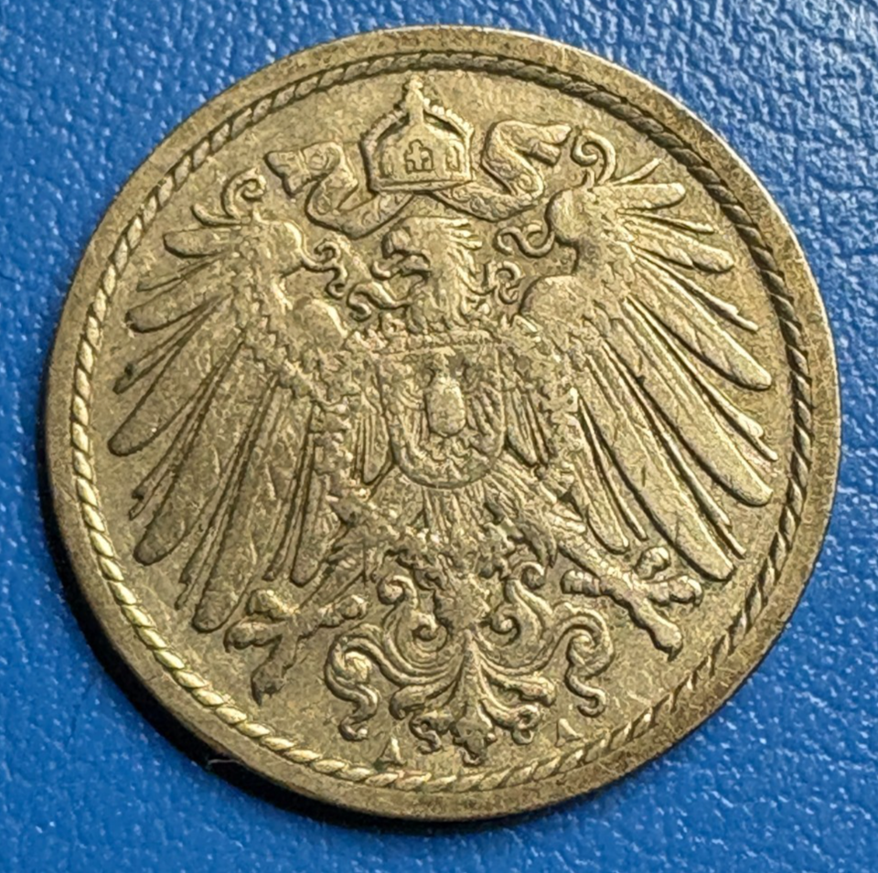1897 German Empire 5 Pfennig copper-nickel coin minted in Berlin (A ...