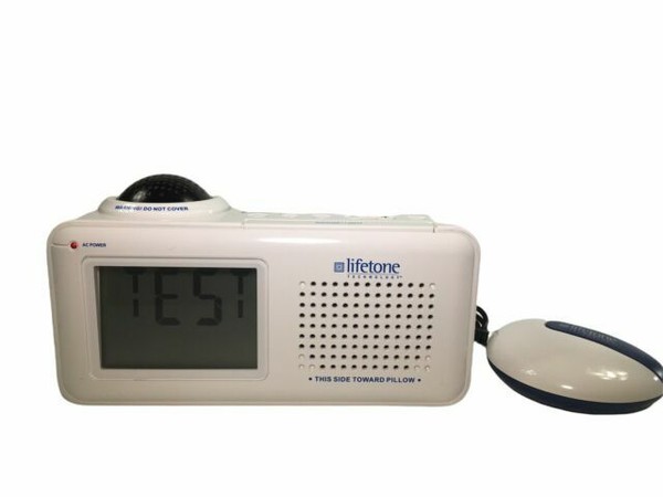Lifetone HLAC151 Bedside Fire Alarm & Clock with Bed Shaker - White for ...
