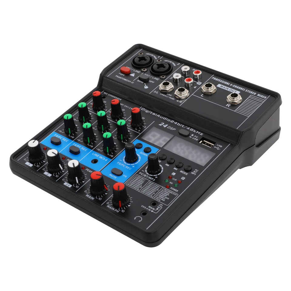 4 Channel Mixing Console Live Studio Audio Bluetooth Sound Mixer Board ...