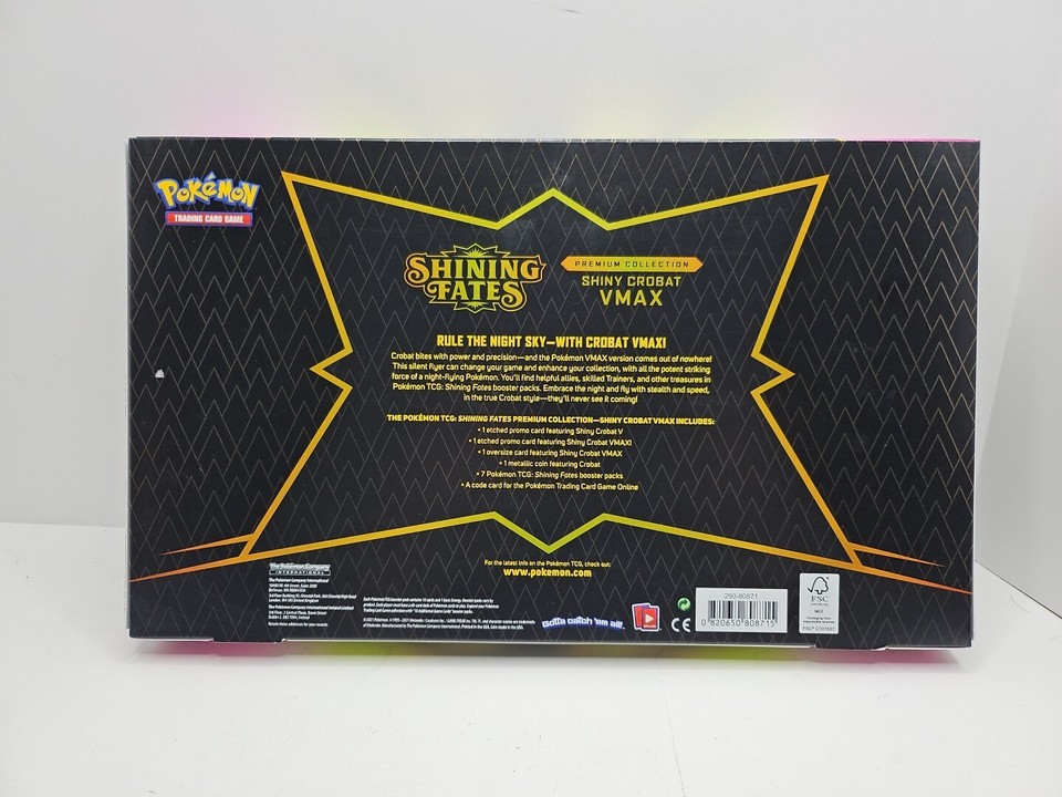 🔥NEW POKEMON TCG Shining Fates Shiny Crobat VMax Premium Collection Box ...